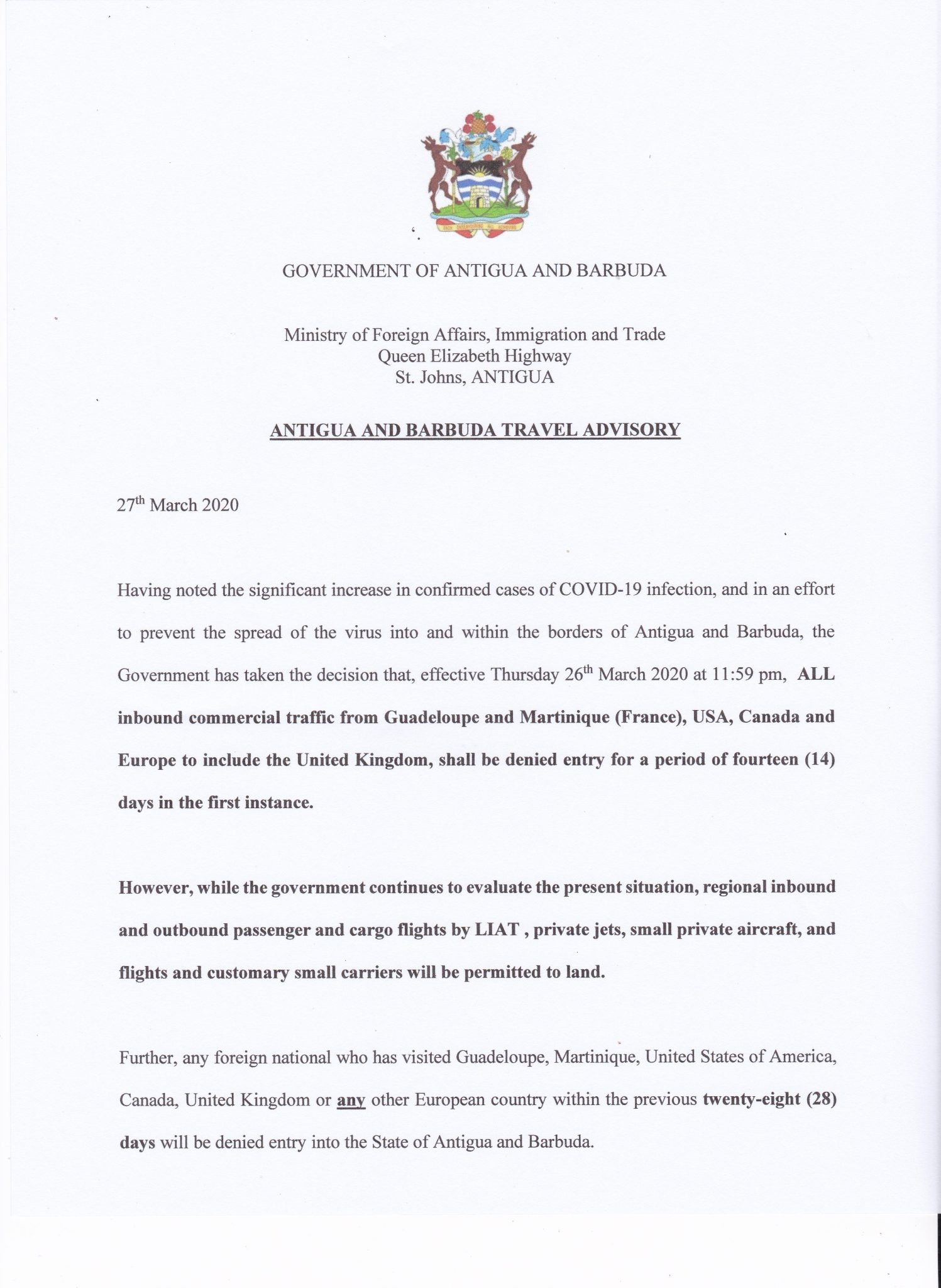 Travel Advisory Update (27 March 2020) – ABHCUK